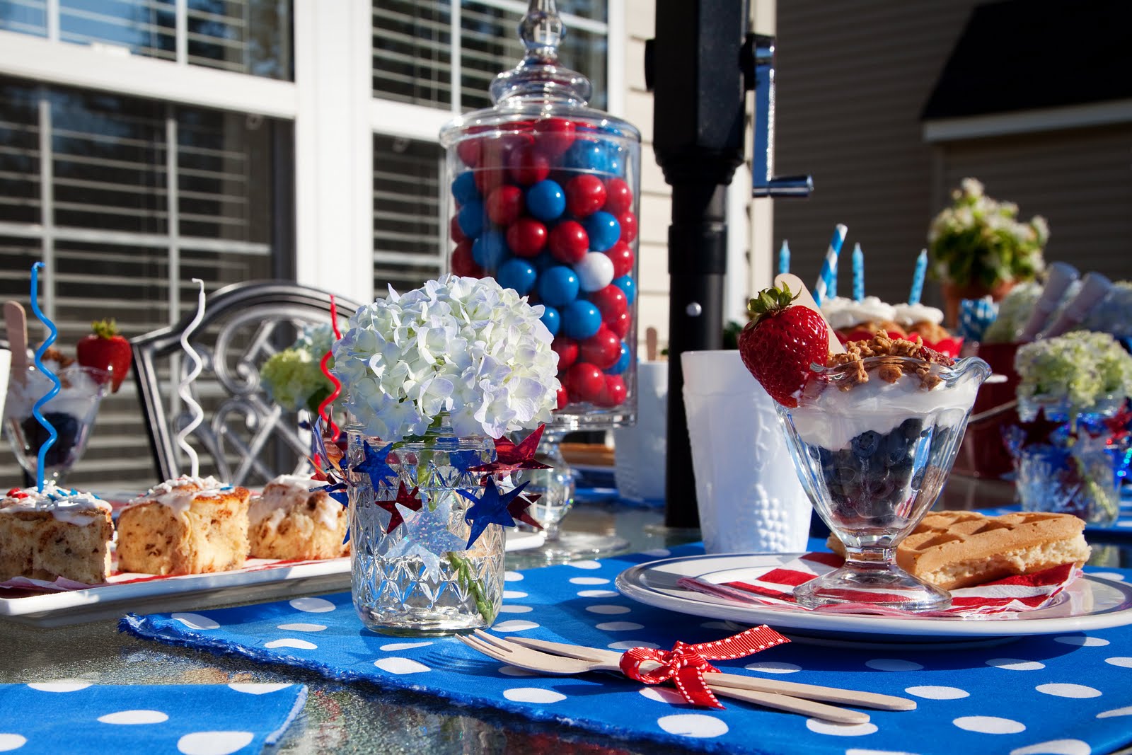 Sheek Shindigs: A Red, White, & Blue Polka Dotted Breakfast Celebration