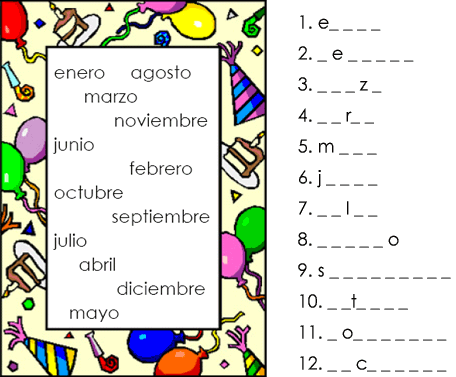Completa los meses | Area Infantil