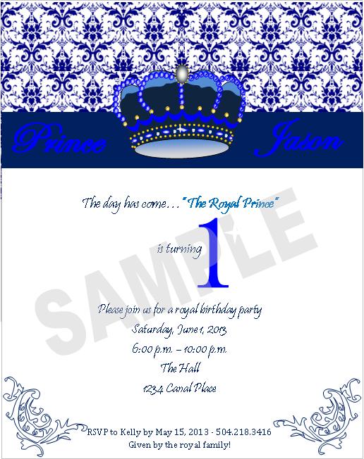 Solutions...Event Design by Kelly: Royal Prince Theme Birthday Invitations