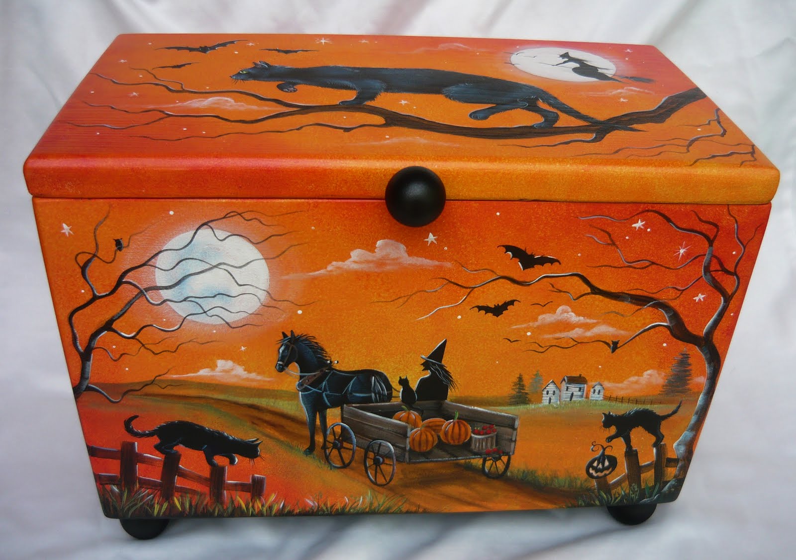 ARTISTIC HALLOWEEN QUEENS: OOAK ORIGINAL HALLOWEEN WOOD CHEST-ON EbAY NOW~