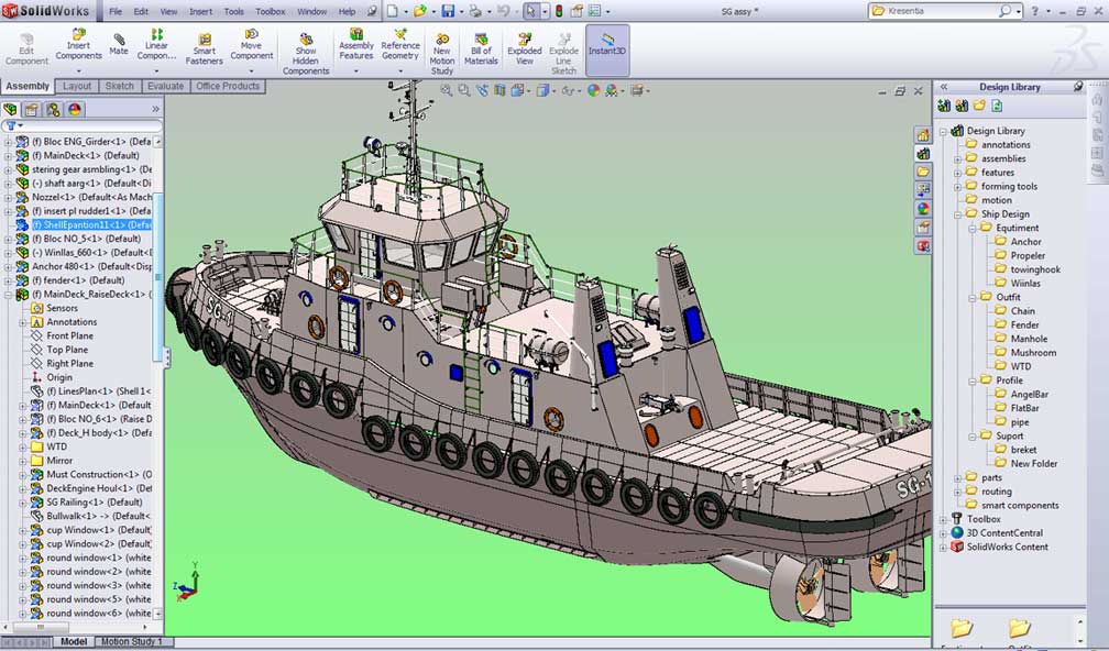 solidworks for design tugboat