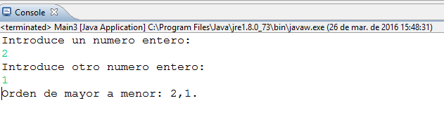 Programando en Java: 9. Pedir dos números y mostrarlos ordenados de ...