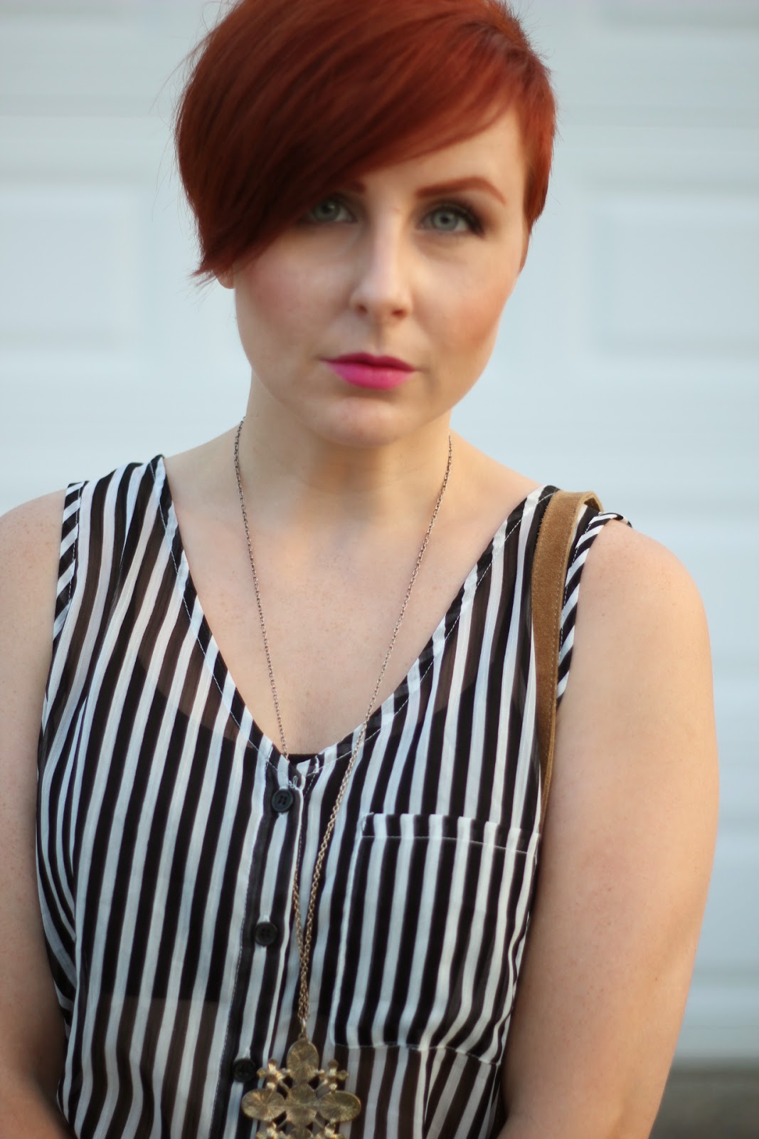 Thrift and Shout: Cute Outfit of the Day: Sheer Stripes and Black Jean ...