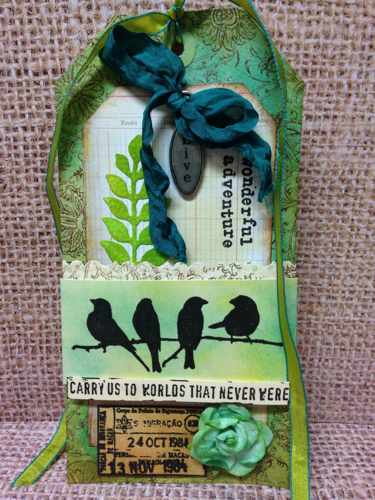 SewPaperPaint: Birds on a Wire Altered Tag