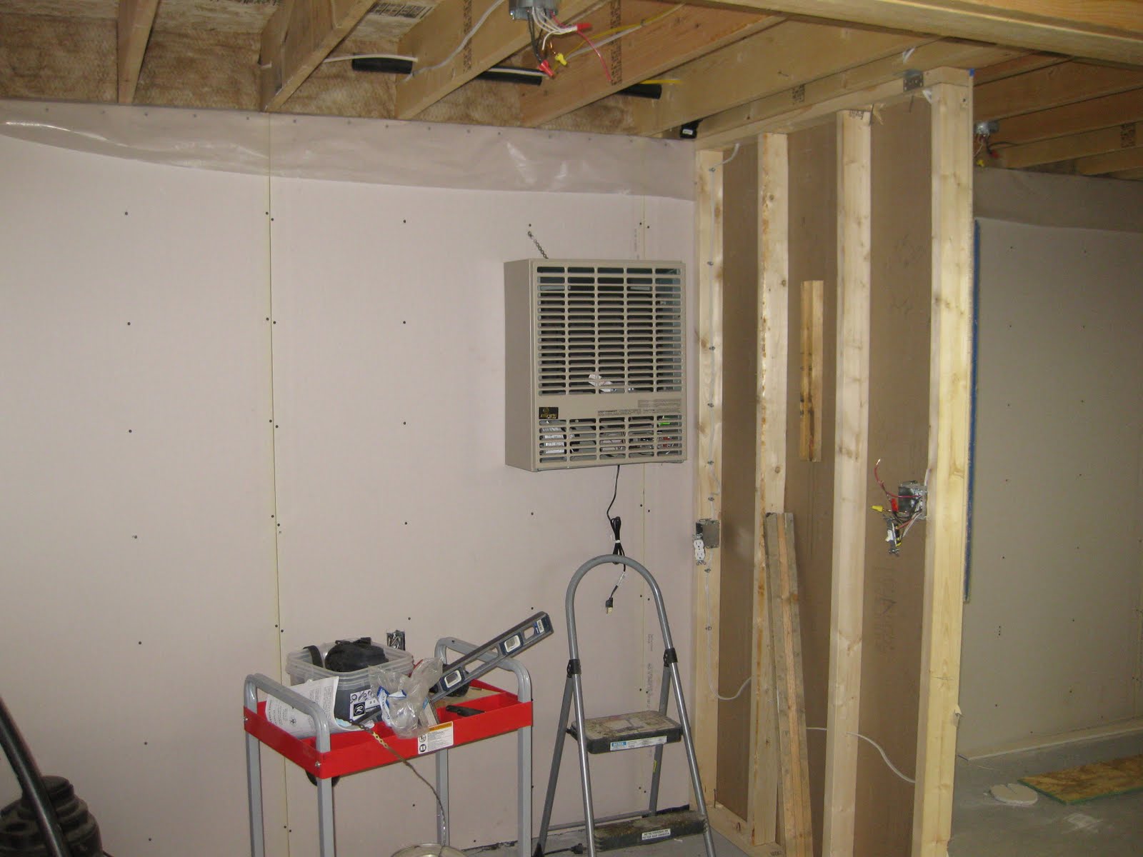 Simple man, simple plan.: Drywall, Heater, Solar Equipment, Bathtub.