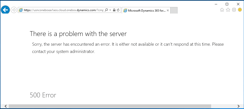 MS Dynamics 365 Business Central : How to resolve error 500 while ...