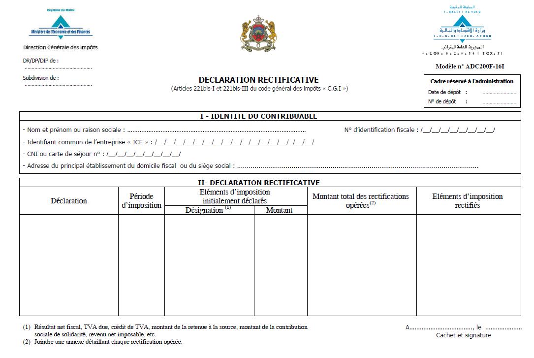 DECLARATION RECTIFICATIVE ~ MAROC COMPTA