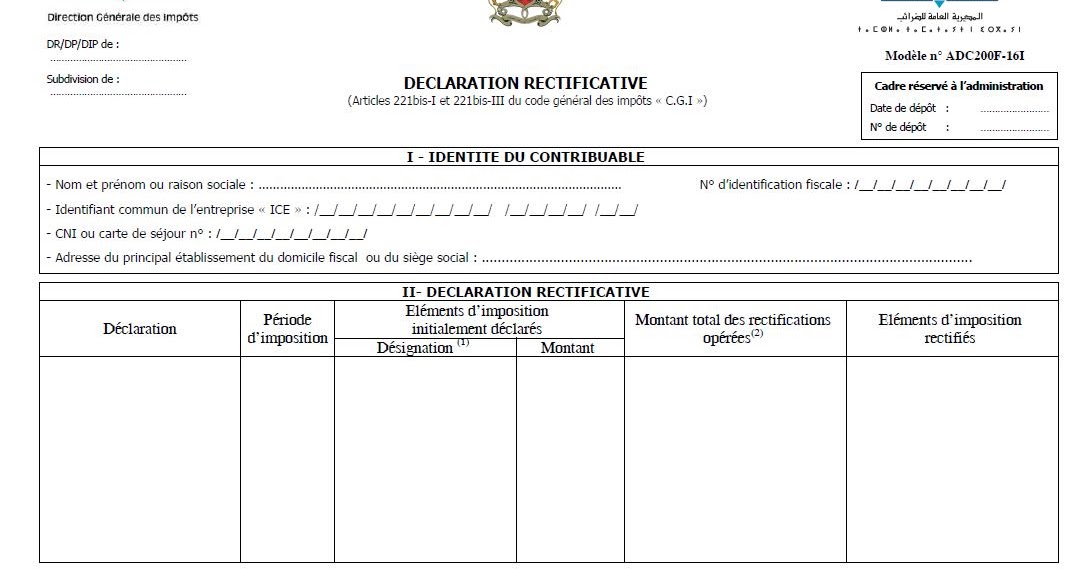 DECLARATION RECTIFICATIVE ~ MAROC COMPTA
