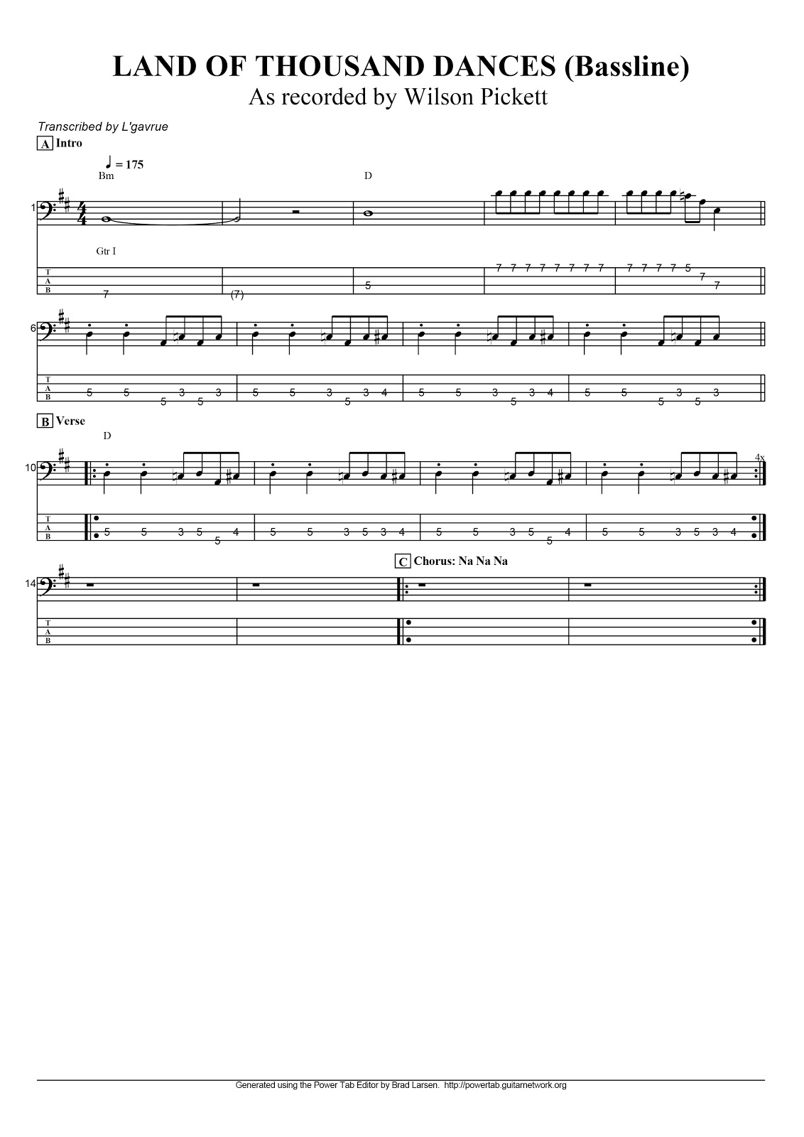 Bass transcriptions: Bass lines (8)