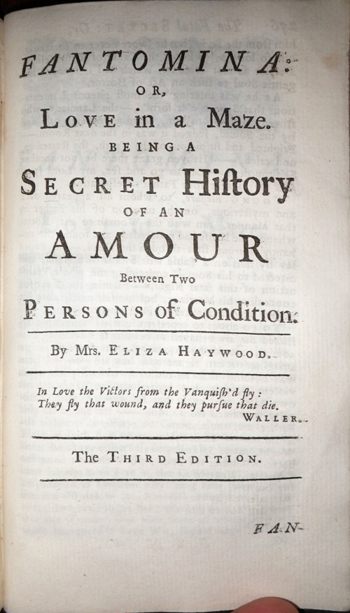 Patrick Spedding: Eliza Haywood's Fantomina (1725)