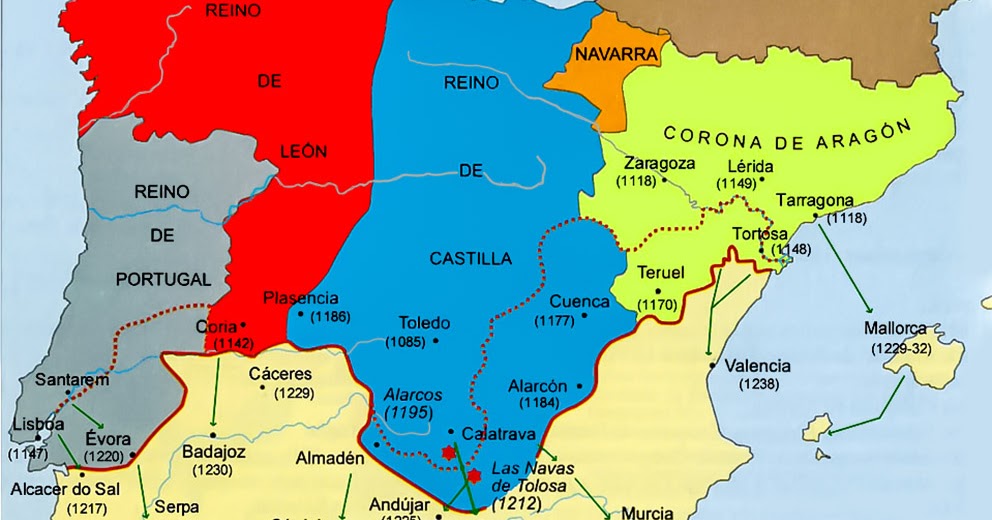 xxx Virado en sepia: La España del siglo XII. Rayas y colores en un mapa