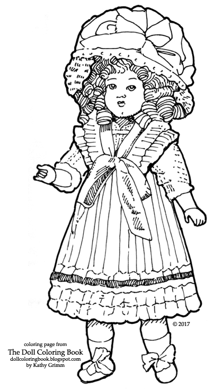 This china doll loves large hats | The Doll Coloring Book