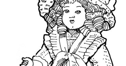 This china doll loves large hats | The Doll Coloring Book