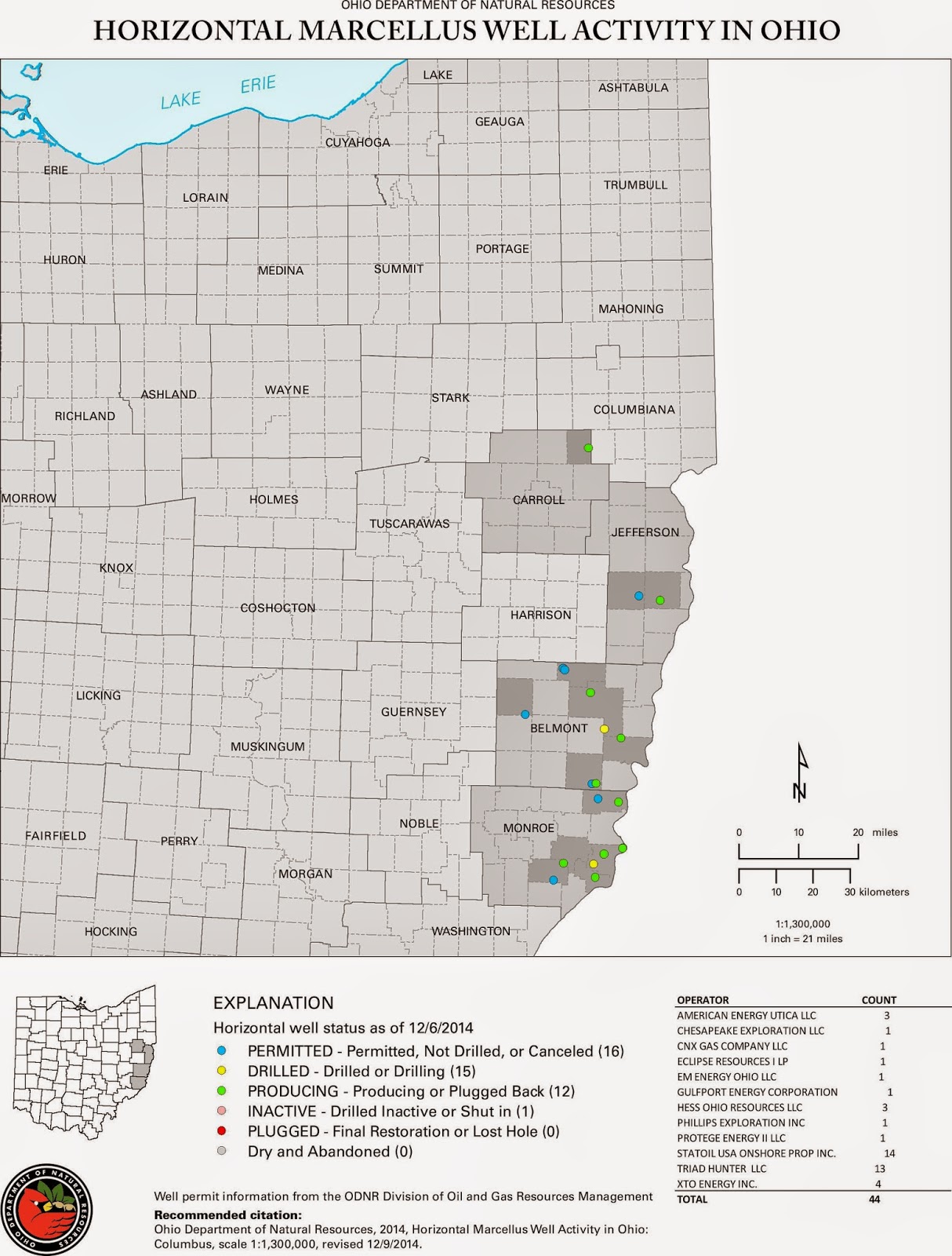 Ohio DNR Posts Latest Utica and Marcellus Shale Activity Maps