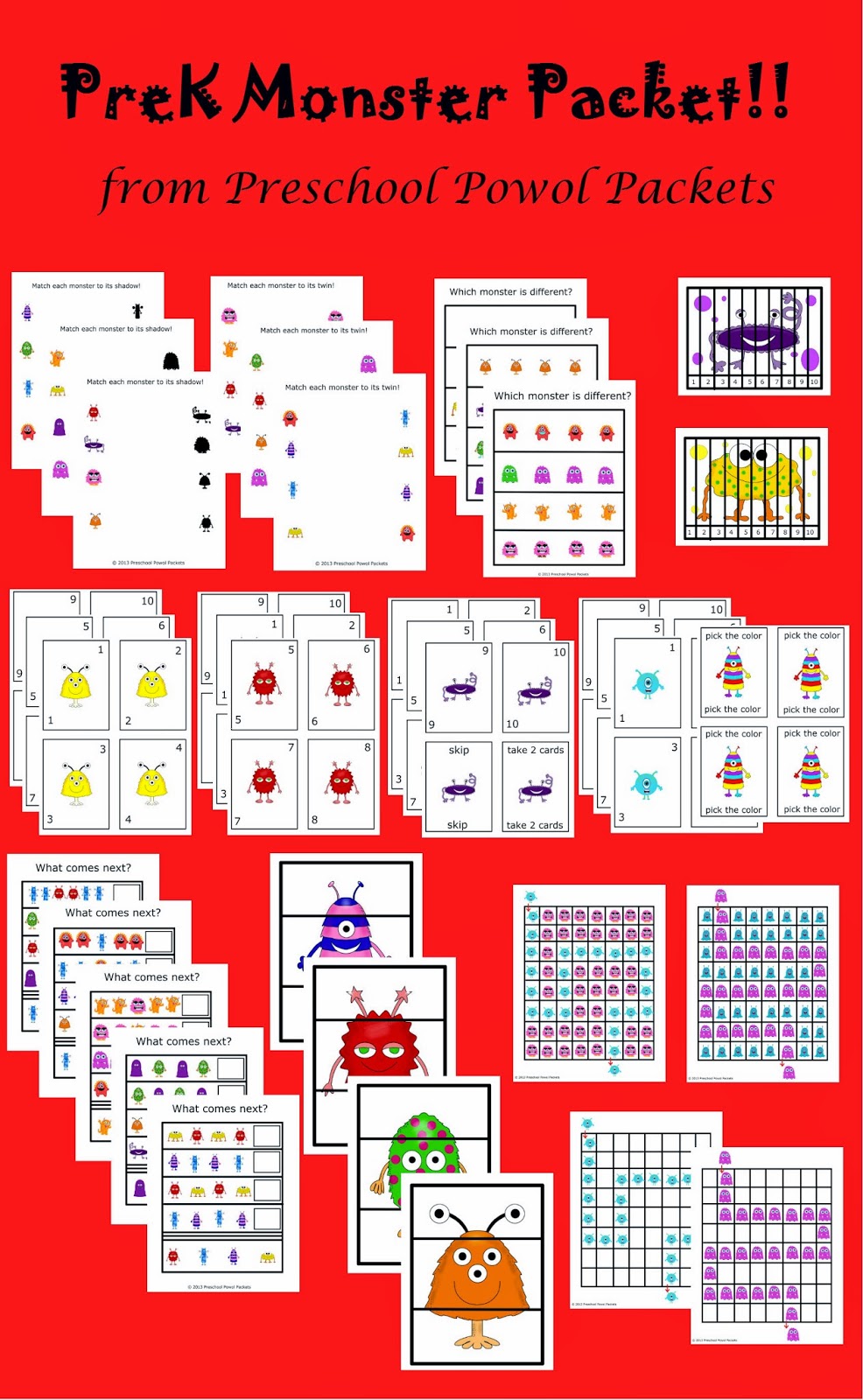 Monster Preschool Packet {FREE} w/ subscription | Preschool Powol Packets