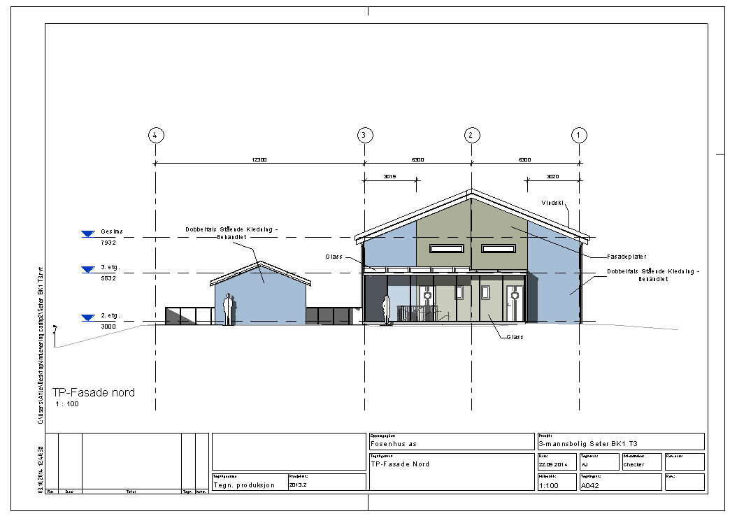 Snitt tegning til byggetilladelse