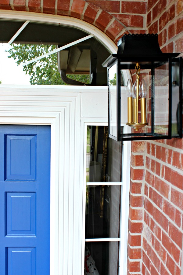 FRONT PORCH MINI MAKEOVER- NEW BLUE FRONT DOOR | Dimples and Tangles