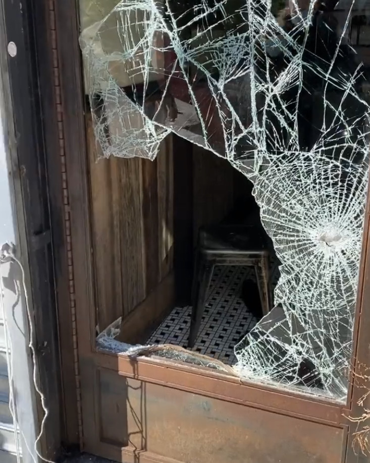 Broken House Window At Night