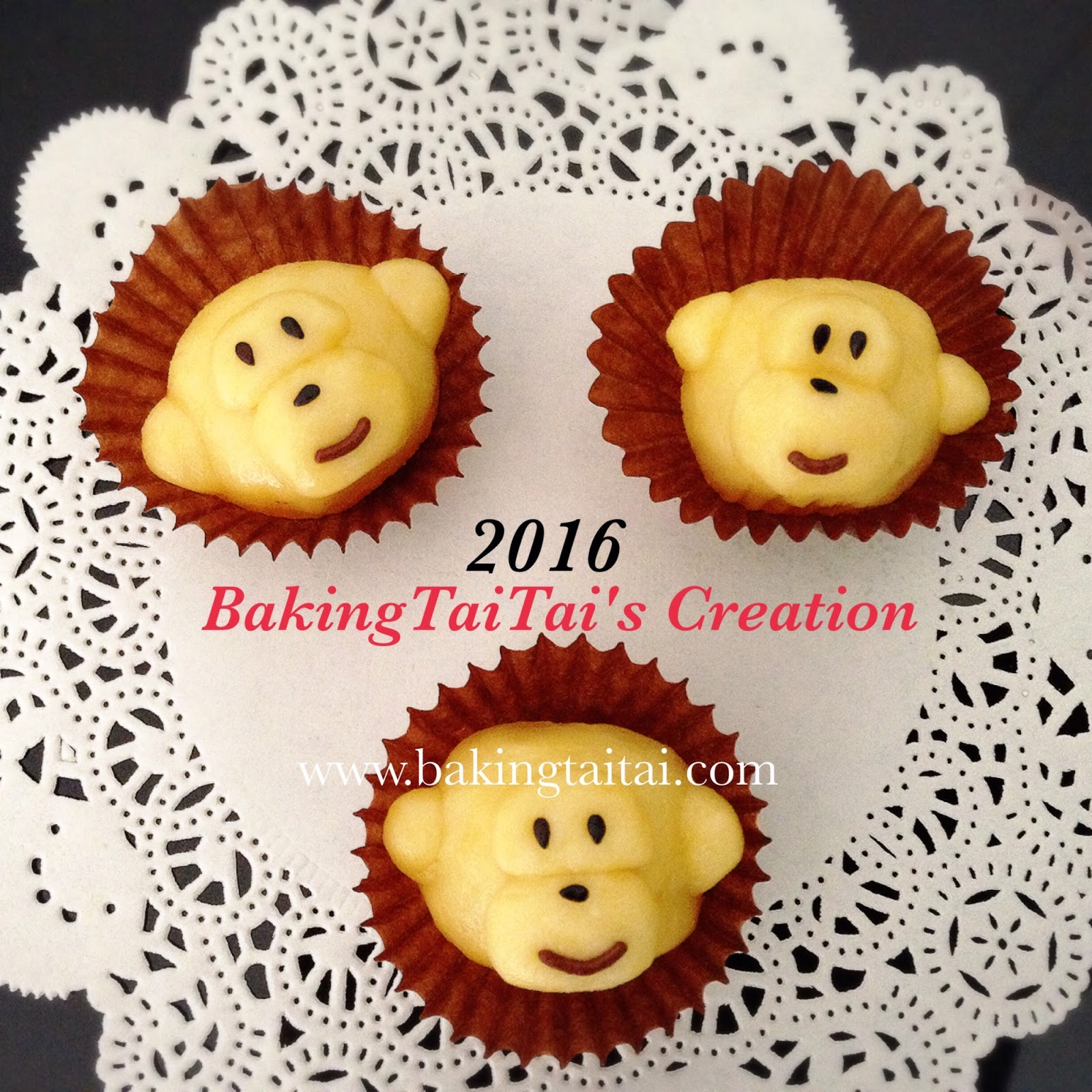 Baking Taitai 烘焙太太: Monkey-design pineapple tarts tutorial 猴子造型凤梨酥教程