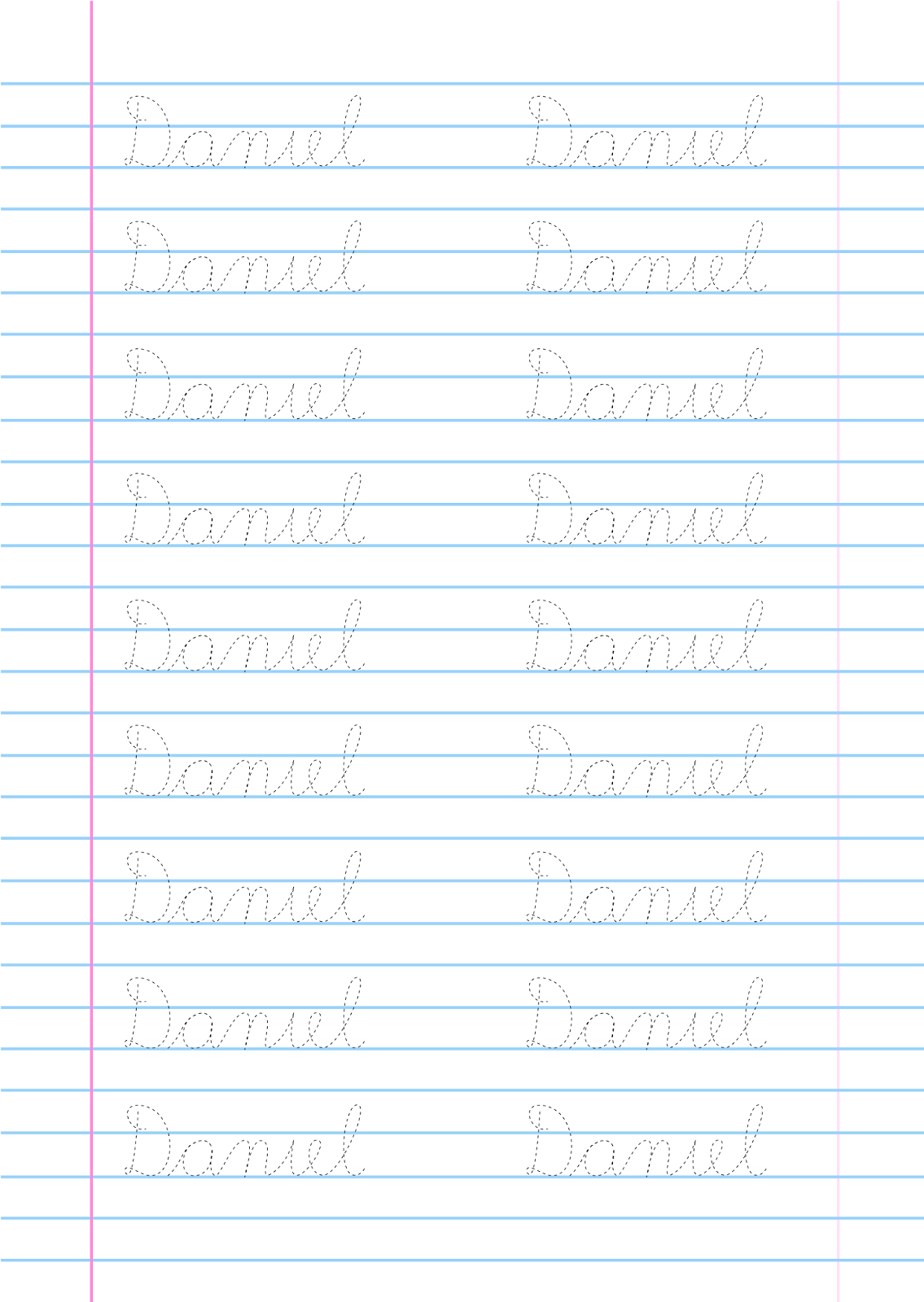 Nome pontilhado para imprimir Daniel