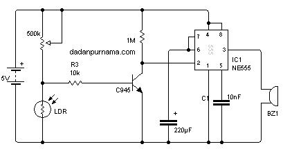 [Jurnal] Cara Membuat Sensor Cahaya (dan Gerak) dengan LDR + Alarm IC 555