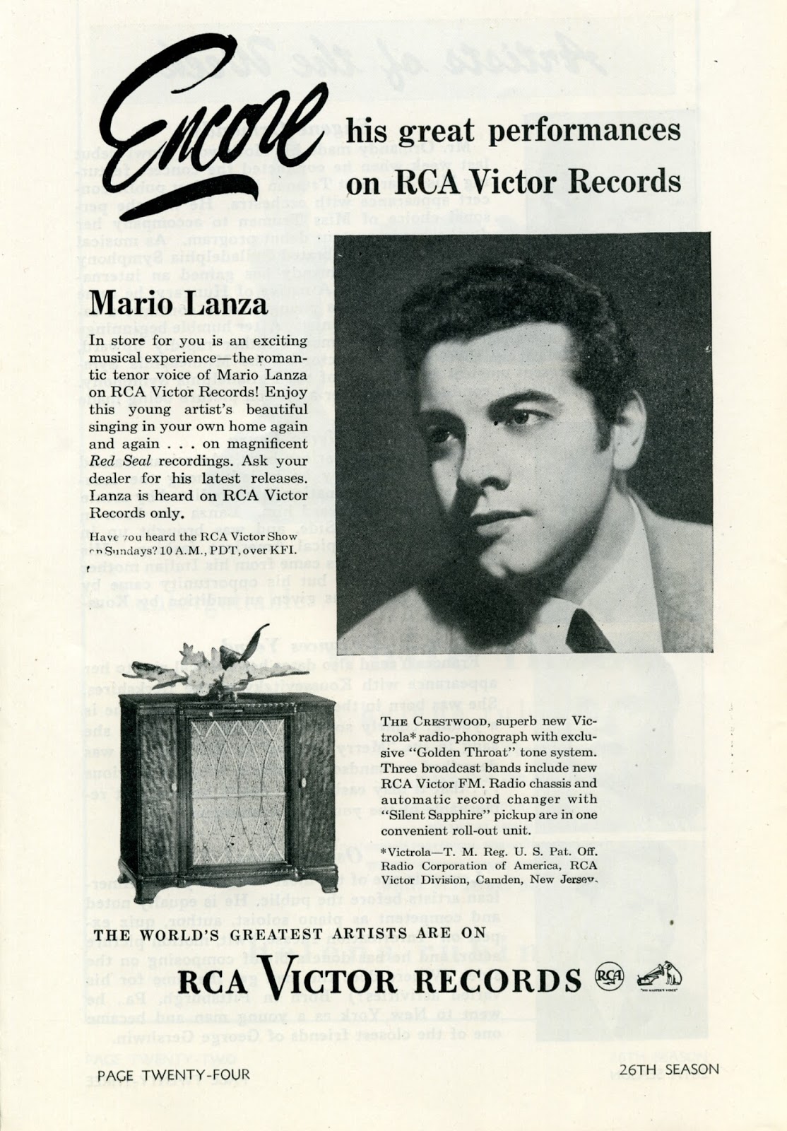 Los Angeles Morgue Files: "The Great Caruso" Singer & Actor Mario Lanza ...