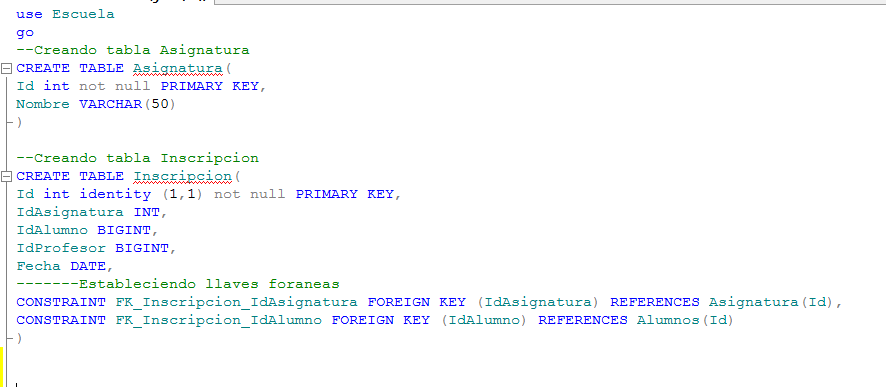 Llaves primaria y foraneas