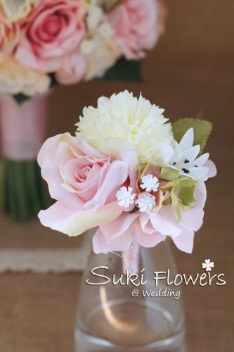 Suki flowers: 夢羅麗莎繡球粉紅玫瑰仿真絲花花球