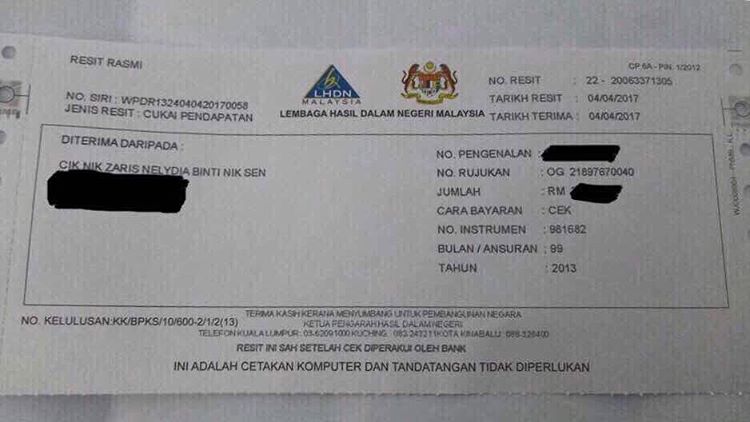 Nelydia Senrose Kemuka Bukti Pembayaran LHDN