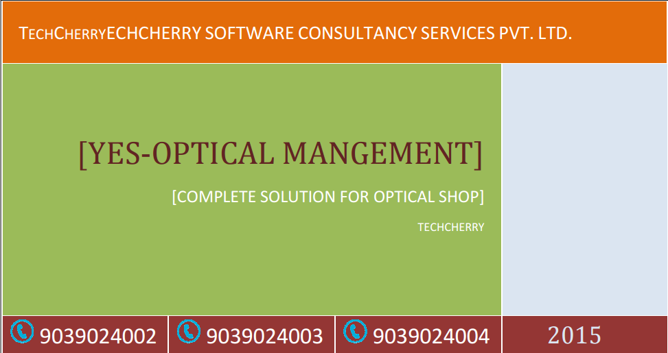 Yes Optical shop Management software -(Techcherry): 2016