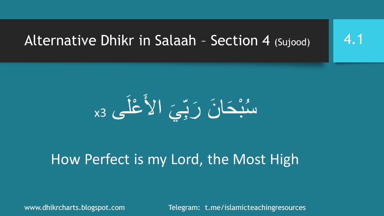 Dhikr Charts: Section 4 Adkhaar of Sujood Arabic and English with ...