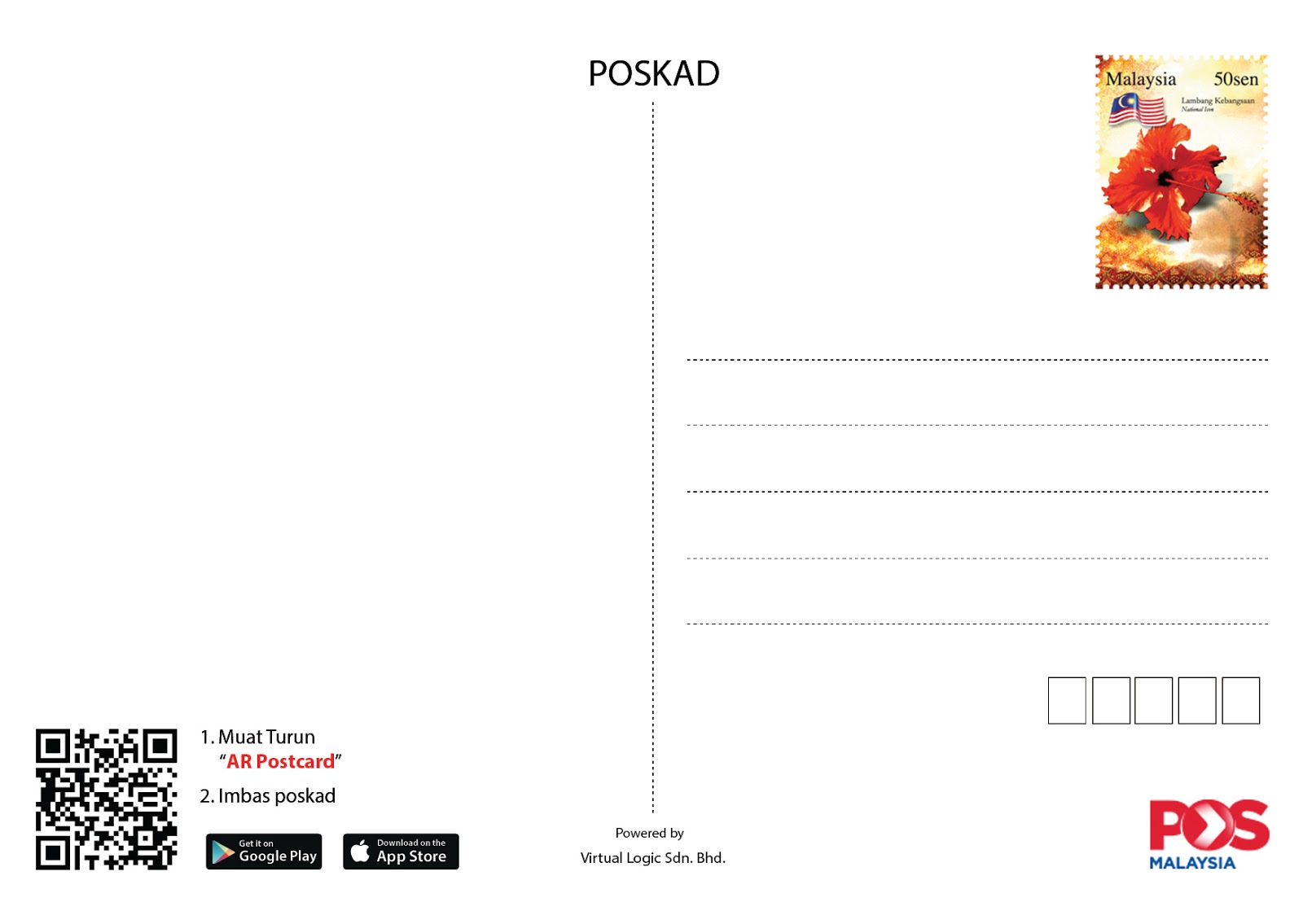 Postcard Design. Augmented Reality App. Pos Malaysia. Selamat Hari Raya ...