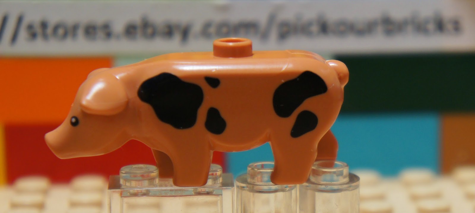 LEGO 6068981 Flesh Animal PIG HOG BOAR PORK 1x4x1 2/3 w/ Black Spots ...