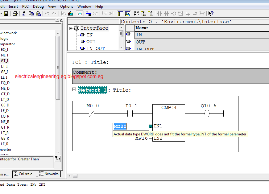 شرح عمليات المقارنة comparator فى Siemens PLC موقع الهندسة الكهربية