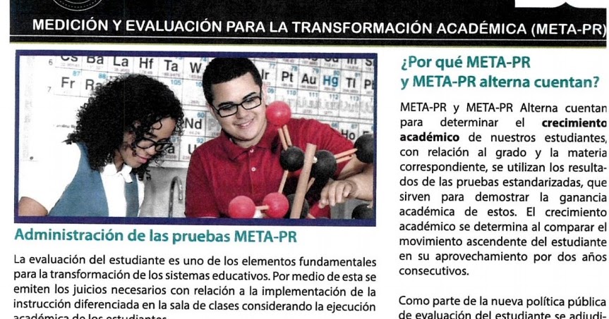 Escuela Elemental Easton: Divulgación de las pruebas META-PR