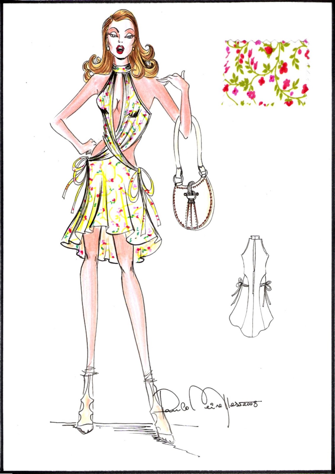 desenho de moda curitiba: Desenho de moda - Floral