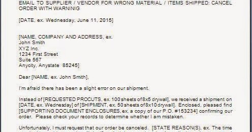 Purchase order letter format in word