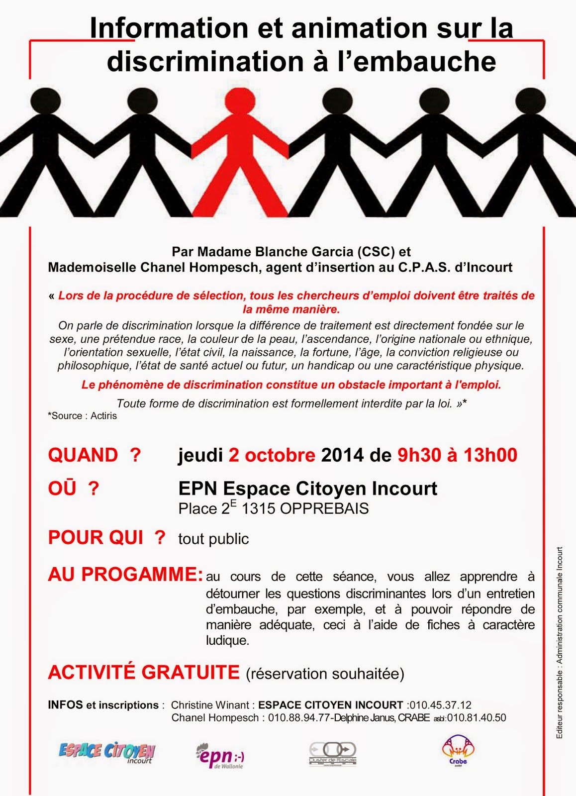 EPN ESPACE CITOYEN: INFORMATION ET ANIMATION SUR LA DISCRIMINATION A L ...
