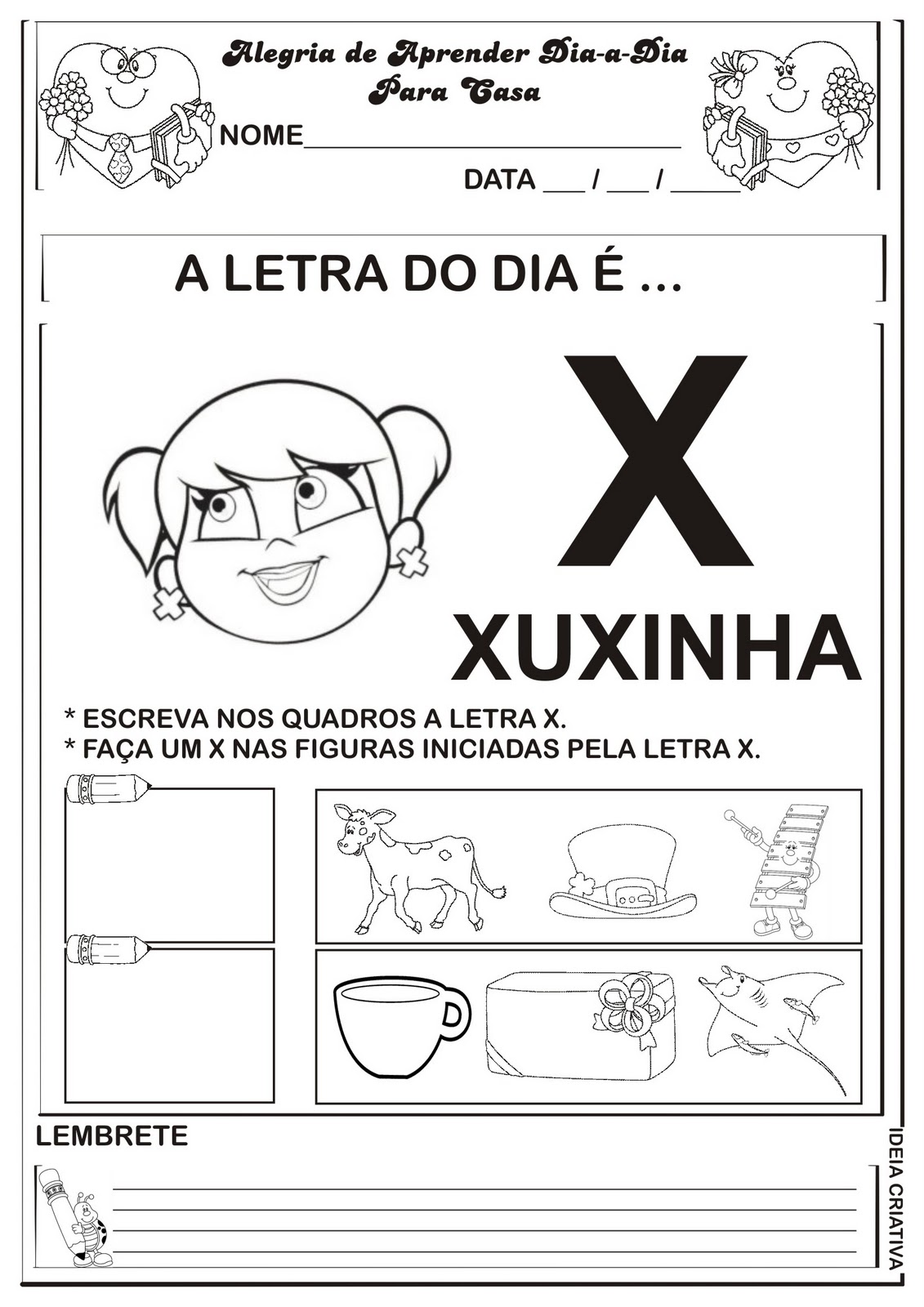 Atividade Letra X para Casa | Ideia Criativa - Gi Carvalho Educação ...