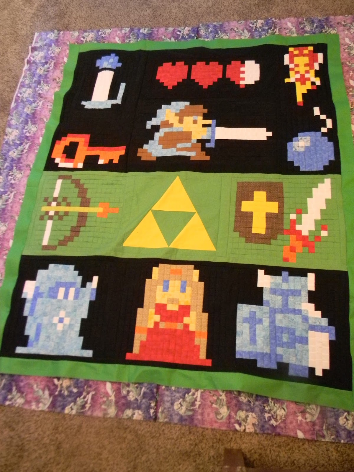 Sewing Nothing Extraordinary: Legend of Zelda finished quilt top!!!