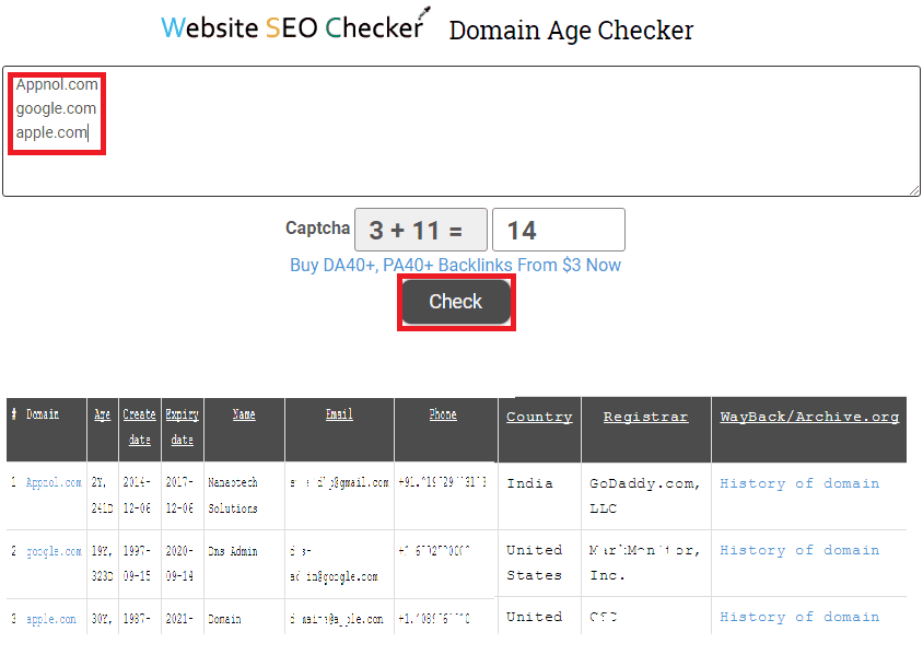 Website SEO Checker - Domain Age Checker Tools