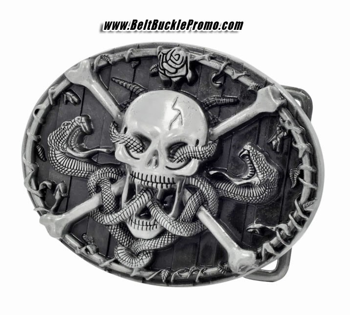 Custom Belt Buckle Promo: Skull and Snakes custom belt buckle