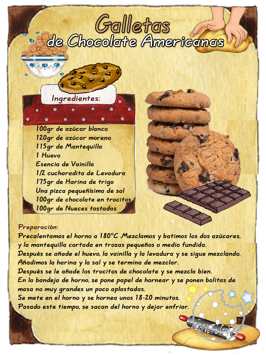 Tartas, Galletas Decoradas y Cupcakes: Cookies con Chips de Chocolate