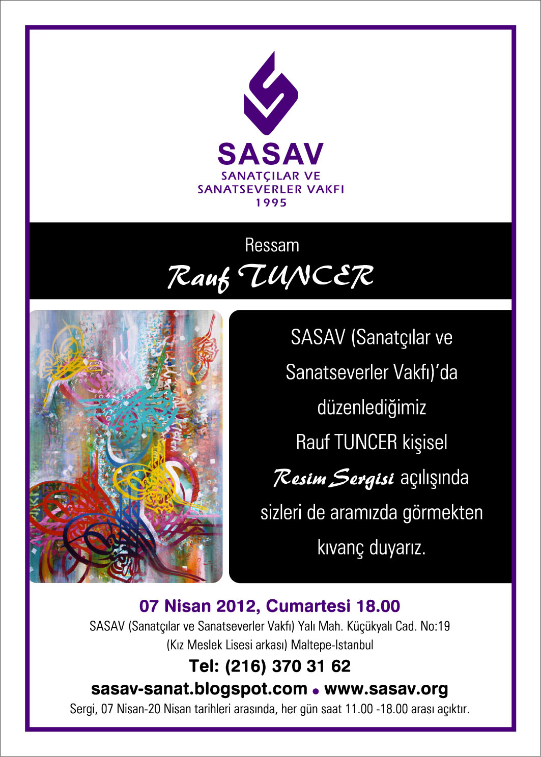 SASAV-Sanatçılar ve Sanatseverler Vakfı: Rauf TUNCER Kişisel Sergisi