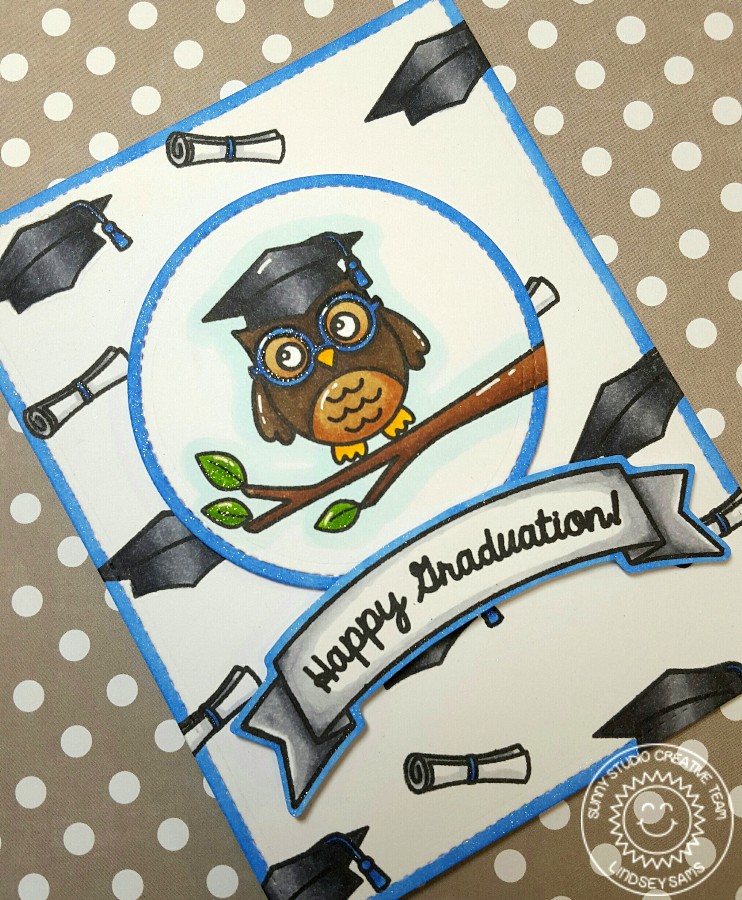 Sunny Studio: Woo Hoo Graduation Owl Cap & Diploma Card with Lindsey