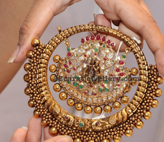Radha Krishna Antique Pendant - Jewellery Designs