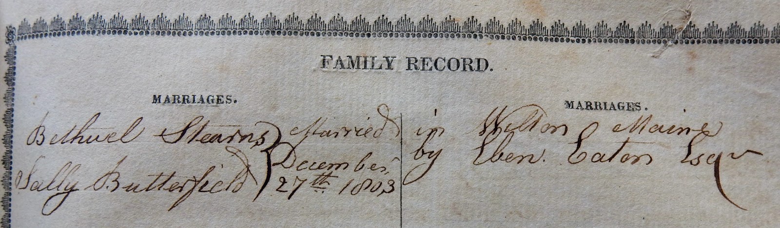 Heirlooms Reunited: Bible of Bethuel Stearns & Sally (Butterfield ...