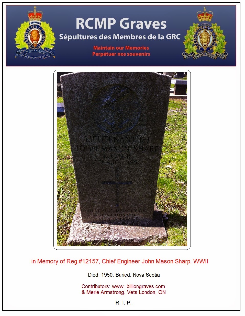 RCMP/GRC Grave Discovery & Information Website: www.rcmpgraves.com: In ...