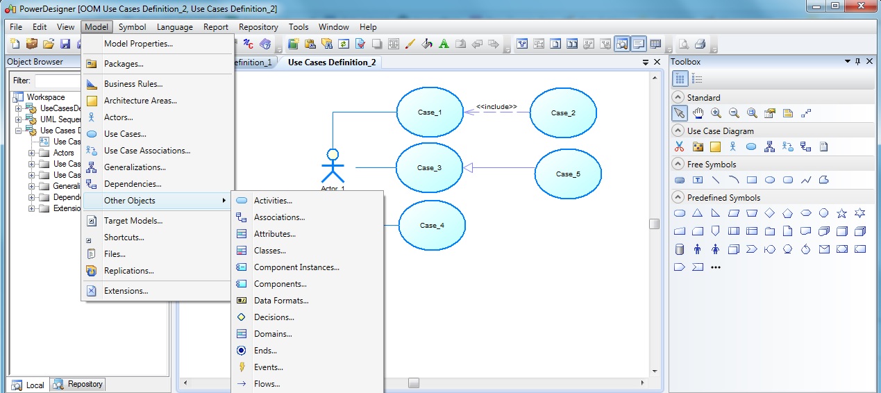 A UML use case with PowerDesigner