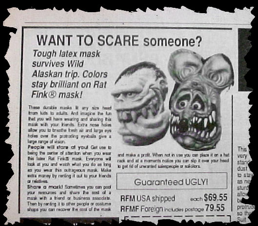 Rat Fink Mask Ad | Blood Curdling Blog of Monster Masks